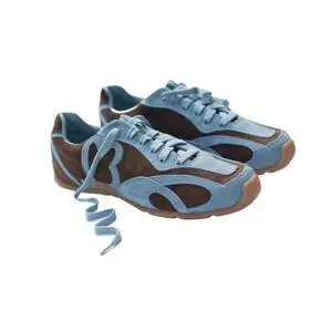 23RD AUGUST . Blue / Brown Object Suede Low Top Sneakers Blue Chocolate