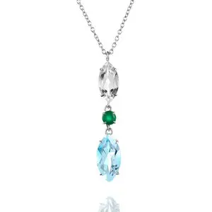 AUGUSTINE JEWELS Blue & White Topaz & Agate Necklace - Blue/white
