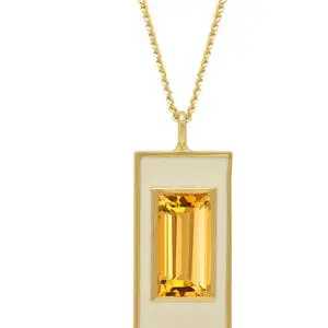 AUGUSTINE JEWELS White / Gold / Yellow Citrine And Cream Enamel Drop Necklace - White/gold/yellow