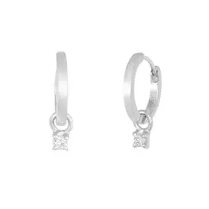 ZOHREH Diamond Charm Hoop Earrings 9k White Gold - Silver