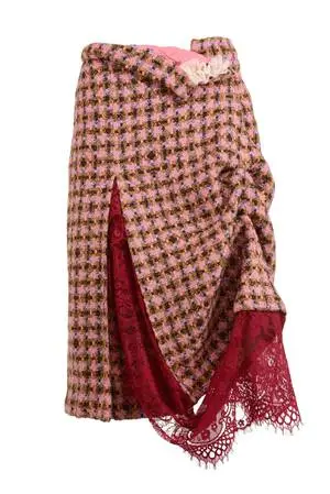 Natalia Petruch Clarisse Skirt In Pink Plaid - Red
