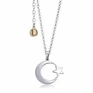 UNALOE Sterling Gold Vermeil Crescent Moon And Star Pendant Necklace - Silver