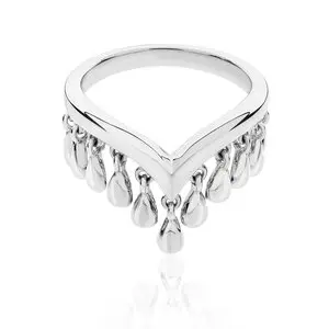 LUCY QUARTERMAINE Solid Sterling Wishbone Tear Drop Ring - Silver