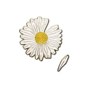 MAKE HEADS TURN White / Gold / Yellow Enamel Pin Daisy - White/gold/yellow