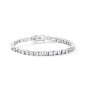VICSTONENYC FINE JEWELRY Triple Excellent Cut C.z. Tennis Bracelet In Sterling - Silver