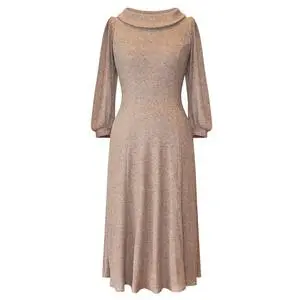 ALIE STREET LONDON Rib Knit Turtle Neck Midi Dress - Brown
