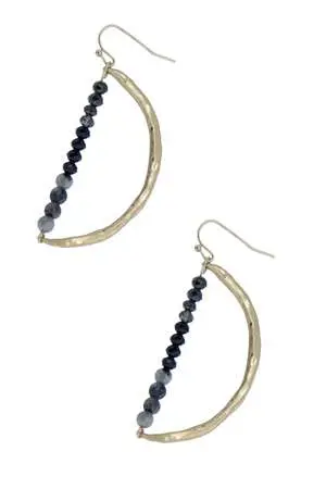 Saachi Glass Bead Semi Circle Dangle Earrings - Black