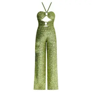 NUR KARAATA Faena Sequin Halter Neck Jumpsuit