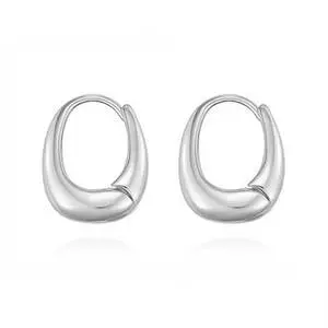 Côté Caché Rounded Square Huggie Hoop Earrings - Silver