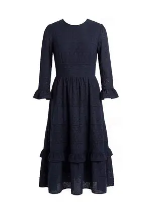 THE WELL WORN The Felicity Dress" In Navy Broderie Anglaise