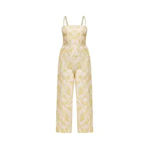 KNOWN SUPPLY Smocked Jumpsuit Alchemy Chartreuse Toille - Yellow
