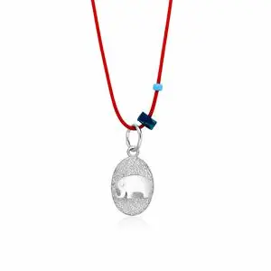 THE PHEIA Red String Elephant Necklace - Silver
