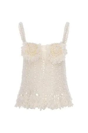 ANDREEVA Chrysanthemum Handmade Crochet Top - White