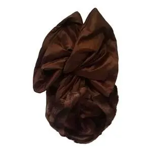 ROMER MILLINERY Twisturban Turban Faux Fur & Chocolate Silk Shantung - Brown