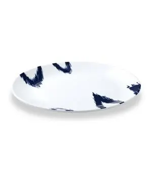 Mojjere Fine Porcelain Oval Platter White & Design - Blue