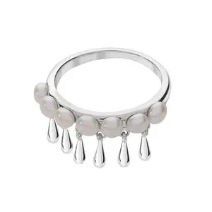 LUCY QUARTERMAINE Solid Sterling Royal Pearl Drop Ring - Silver