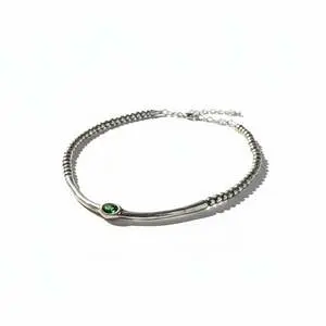 BY VIRGO Silver / Green Veridia Necklace - Silver/green