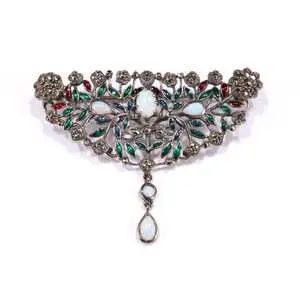 MINERALGEMS ✩ STUDIO Floral Interlaced Brooch With White Opal - Silver