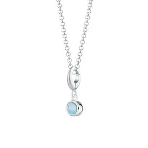 LILY CHARMED Sterling December Birthstone Charm Necklace Blue Topaz - Silver