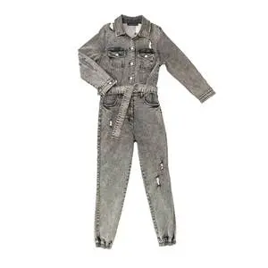CIRCULAR PATH Jean Jacket Jumpsuit - Grey