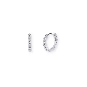 INARI JEWELLERY Bauble Huggie Earrings Sterling Sliver White Topaz - Silver