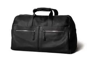 HARBER LONDON Leather Weekender Bag - Black