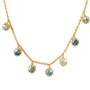 DAINTY LONDON Aqua Necklace With Barnacles & Rainbow Topaz - Gold