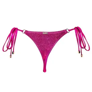 ENEZ SWIM Mira Thong Bikini Bottoms Candy Glitter - Pink