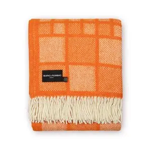 HEATING & PLUMBING LONDON Evening Tales Pure New Wool Blanket Mosaic - Orange