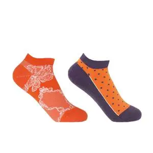PEPER HAROW - MADE IN ENGLAND Organic Polka Berry & Delicate Trainer Socks Bundle - Orange