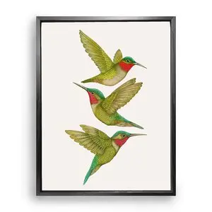 EMILY CARTER Antique Tropical Hummingbirds' Cream Fine Art Print M - Green
