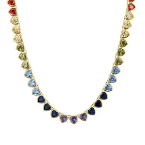 LATELITA Heart Garland Rainbow Gemstone Necklace - Gold