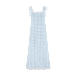 LOVE LETTERS X Blue / White Dolce Gingham Azzurro Sleep Dress Long - Blue/white