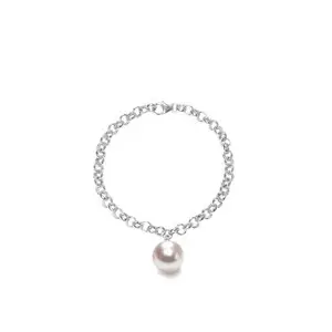ORA PEARLS Silver / White Aelia Pearl Bracelet- Silver - Silver/white