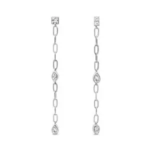 CLEMENCE WREN Asymmetric Gemstone Drop Earrings - Silver