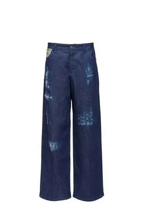 HELENE GALWAS Ionita Dark Denim Jeans With Shorts - Blue