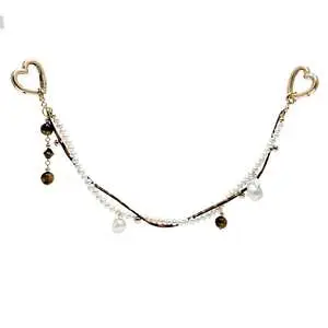 FARRA Freshwater Pearl And Tiger-eye Dangle Bag Charm - Brown