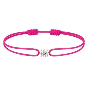DYAMKA Pink / Silver Diamond Pink Cord Bracelet White Gold - Pink/silver