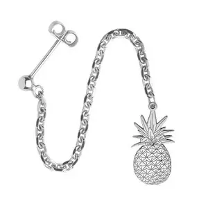 CARTERGORE Pineapple Single Long Drop Earring - Silver