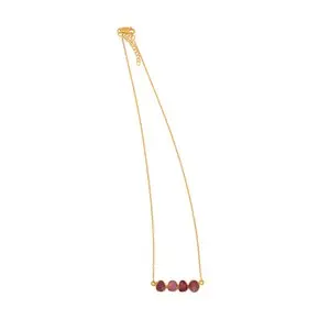 OPIUM JEWELS Gold / Pink Kundan Pink Tourmaline Chain Necklace - Gold/pink