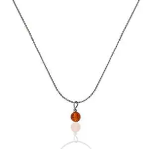 A WEATHERED PENNY Silver / Orange Silver Amber Necklace - Silver/orange