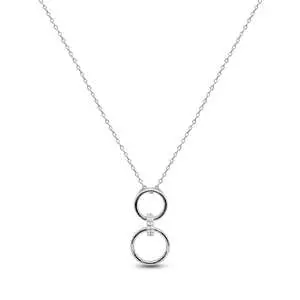 CLEMENCE WREN Circle Drop Pendant Necklace - Silver