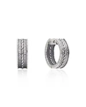 THE JEWELZ Silver / Black Forged In Silver — Rope Texture Hoop Earrings - Silver/black