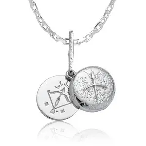 CARTOGRAPHY Sagittarius Zodiac Locket Necklace In Sterling - Silver