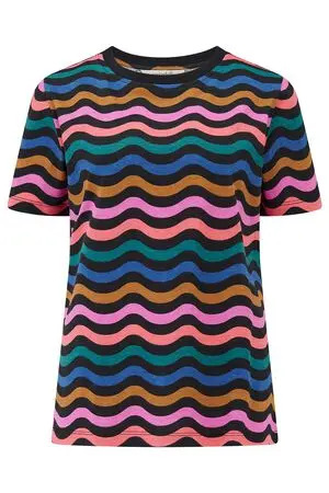 SUGARHILL BRIGHTON Maggie T-shirt Multi, Wavy Chevron - Black