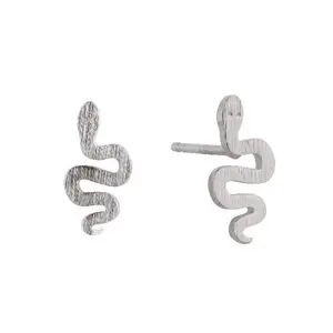 BERMUDA WATCH COMPANY Annie Apple Rio Sterling Brushed Snake Stud Earrings - Silver