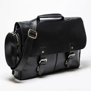 HIDES LEATHER CO. Handmade Messenger Briefcase Laptop Bag Coarse - Black