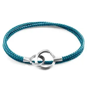 ANCHOR & CREW Ocean Montrose Silver & Rope Bracelet - Blue