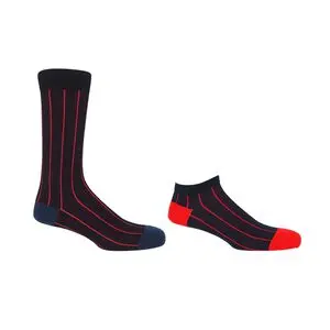 PEPER HAROW - MADE IN ENGLAND Pin Stripe Black & Navy Luxury Crew & Trainer ’s Socks Bundle - Grey