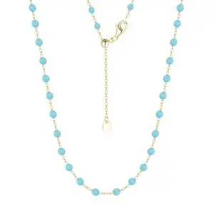 KAMARIA Enamel Beaded Chain Necklace Large Turquoise - Blue